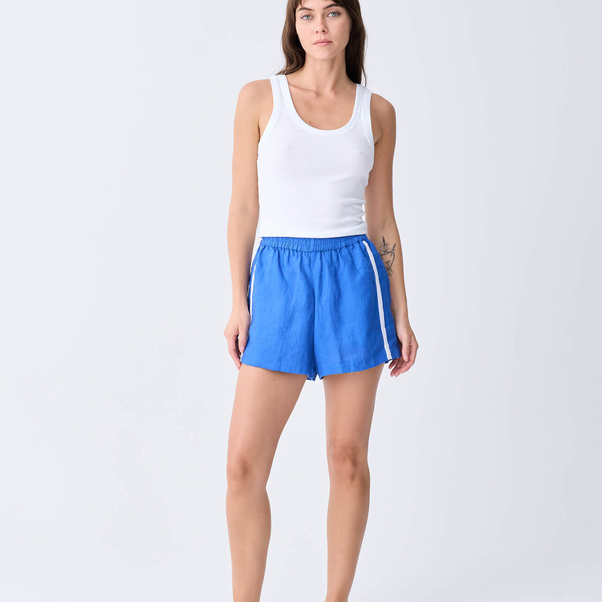 Linen Racer Short - Azure – Near the Sea